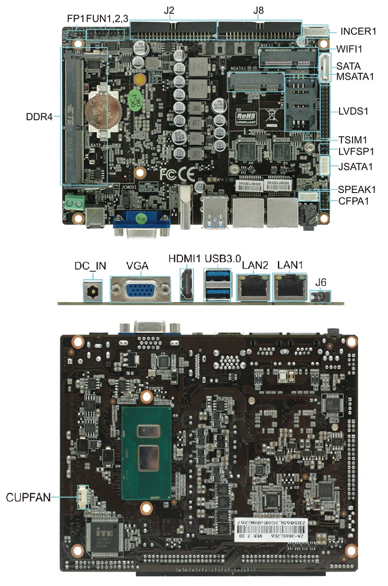 3.5" Industrial Motherboard Mainboard With 2 Lan 6 Com Fanless Embedded ...