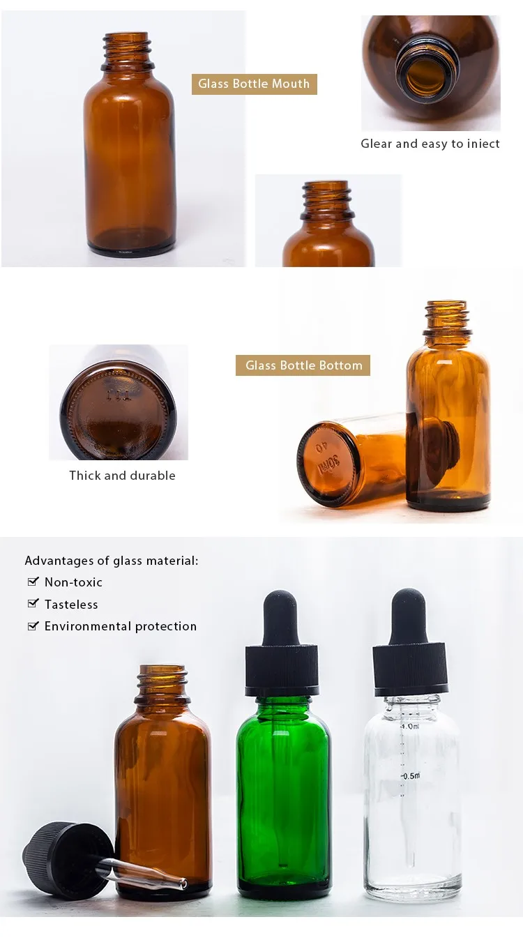 1oz Amber Boston Round Glass Dropper Bottle Pipette For E Juce With ...