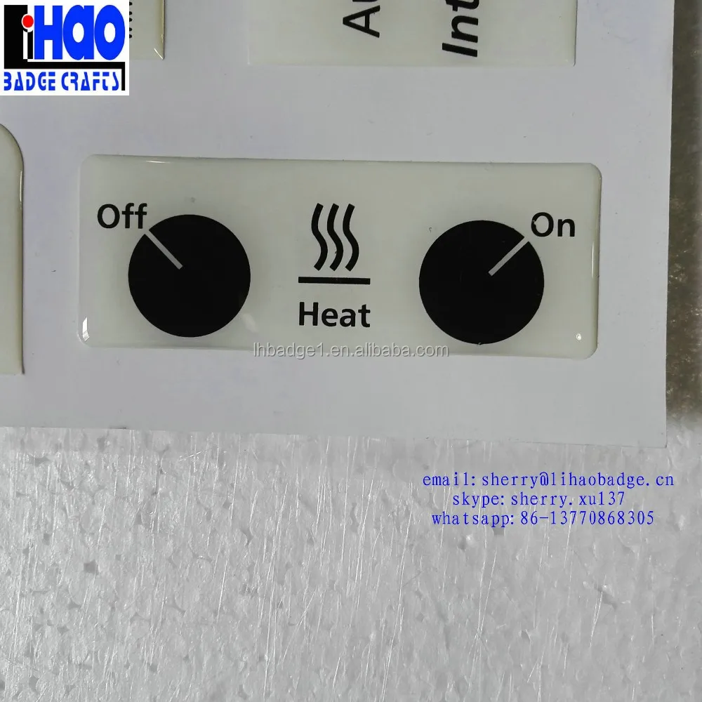 Self Adhesive Domed Epoxy Resin Logo Sticker,Start/stop Pvc Sticker For ...