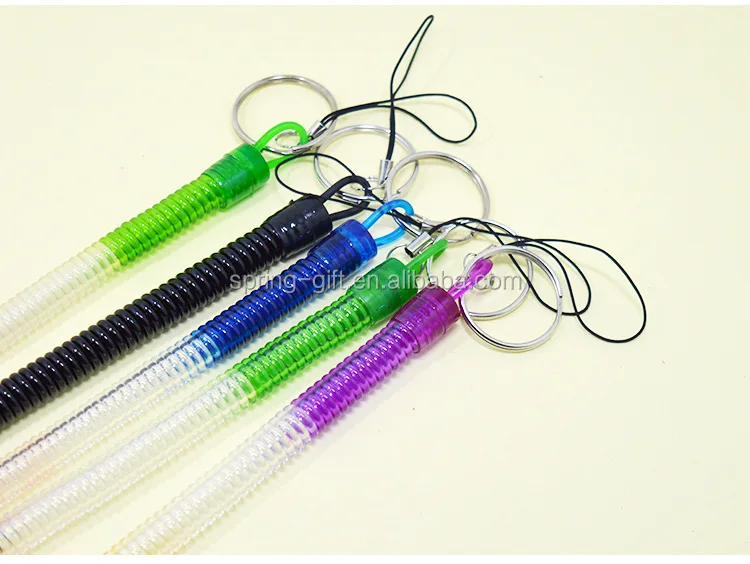Spiral Extension Cord Keychain Spring Mobile Phone Chain Plastic ...