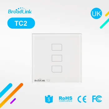 Broadlink Tc2 Wifi Smart Controlled Three Gang Three Way Wall Switch Us Uk Eu Standard Touch ...