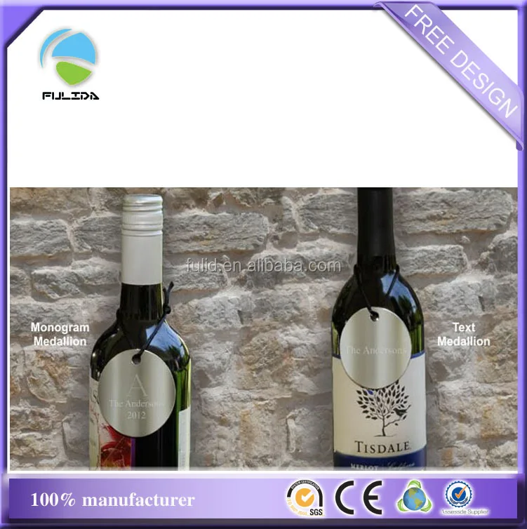 Custom Wine Liquor Bottle Decanter Metal Tag Label Medallion - Buy Wine ...