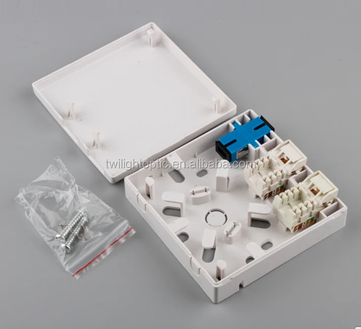 1 Fiber 2 RJ45 Port Fiber Optical Wall Outlet Terminal Box