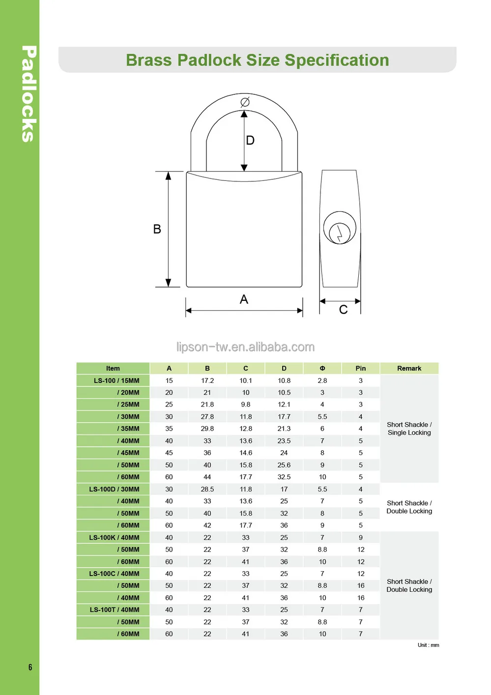 LS-100 Double Locking Mechanism Brass Padlock 30mm Security Lock