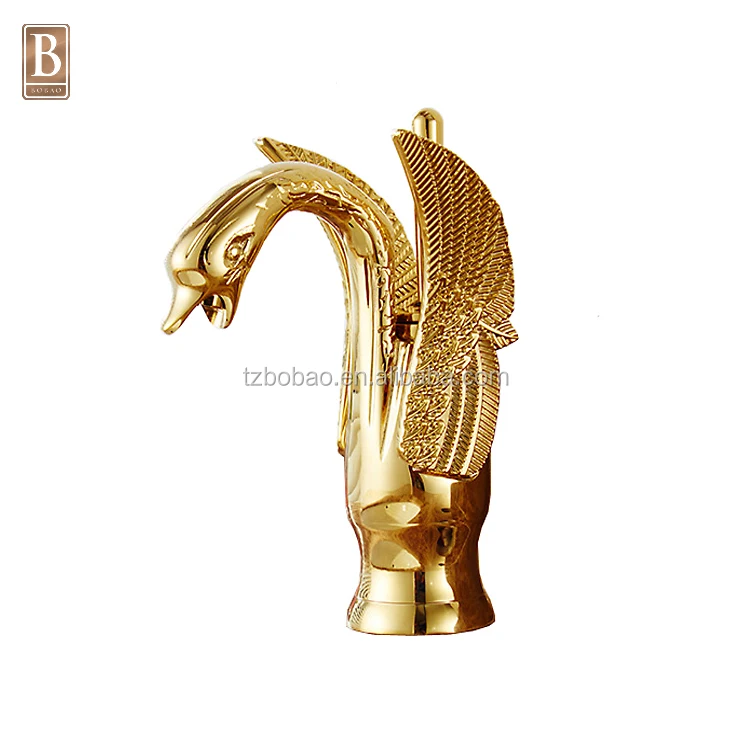 Artistic Single Handles Luxury Golden Gooseneck Swan Birds Brass ...