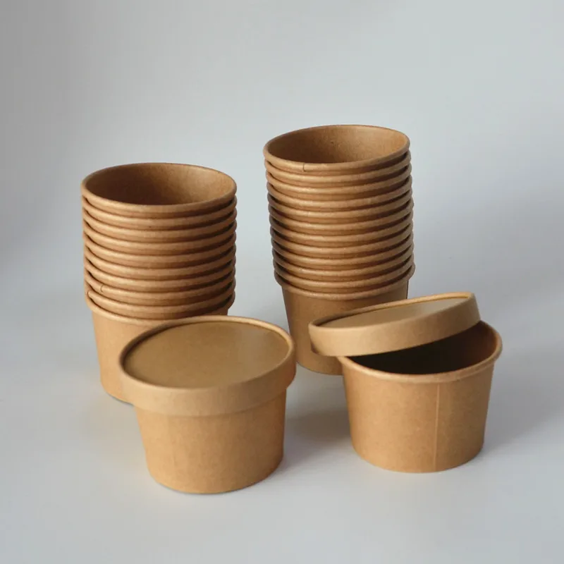 Disposable Kraft Paper 4oz Ice Cream Container With Paper Lid - Buy Ice ...