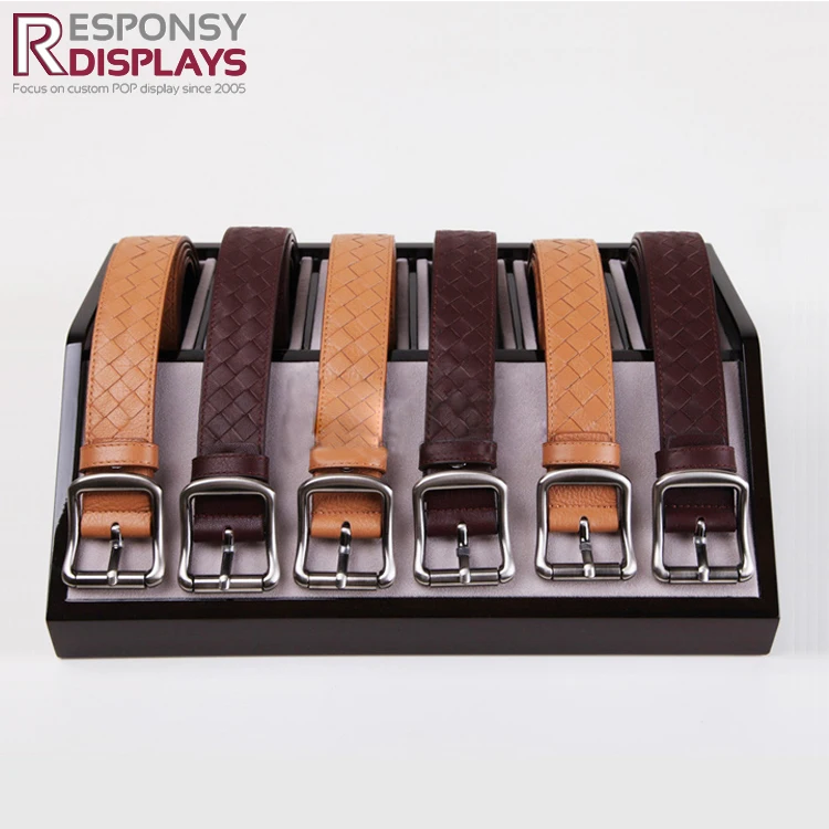 ODM POS Logo Customized Counter Display - Wooden Belt Stand