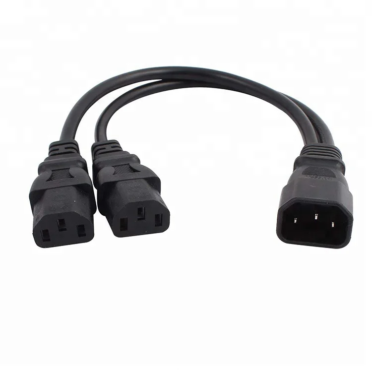 America European Y Split Iec C14 To Iec C13 Computer Power Cord 10a ...