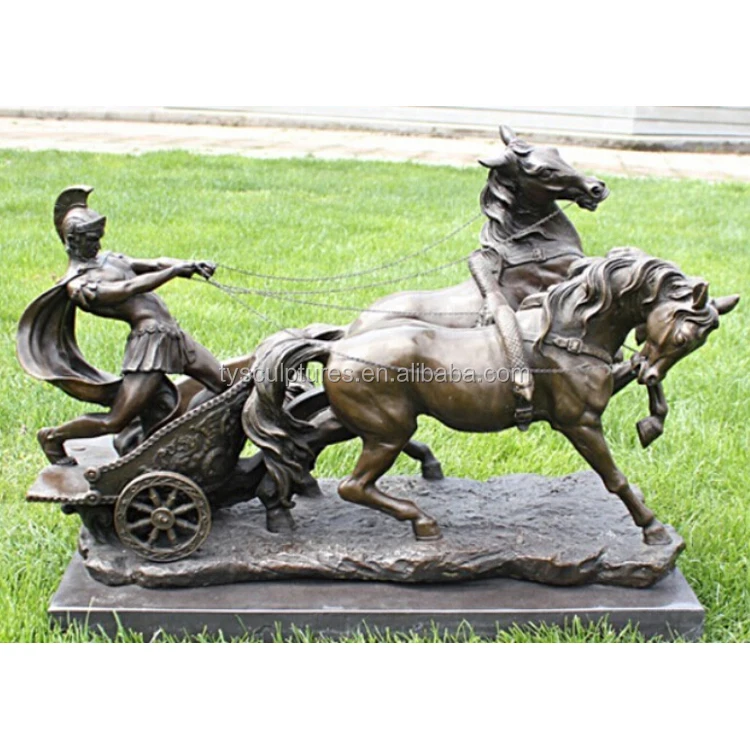 Outdoor Small Size Bronze Chariot Horse And Warrior Sculpture - Buy ...