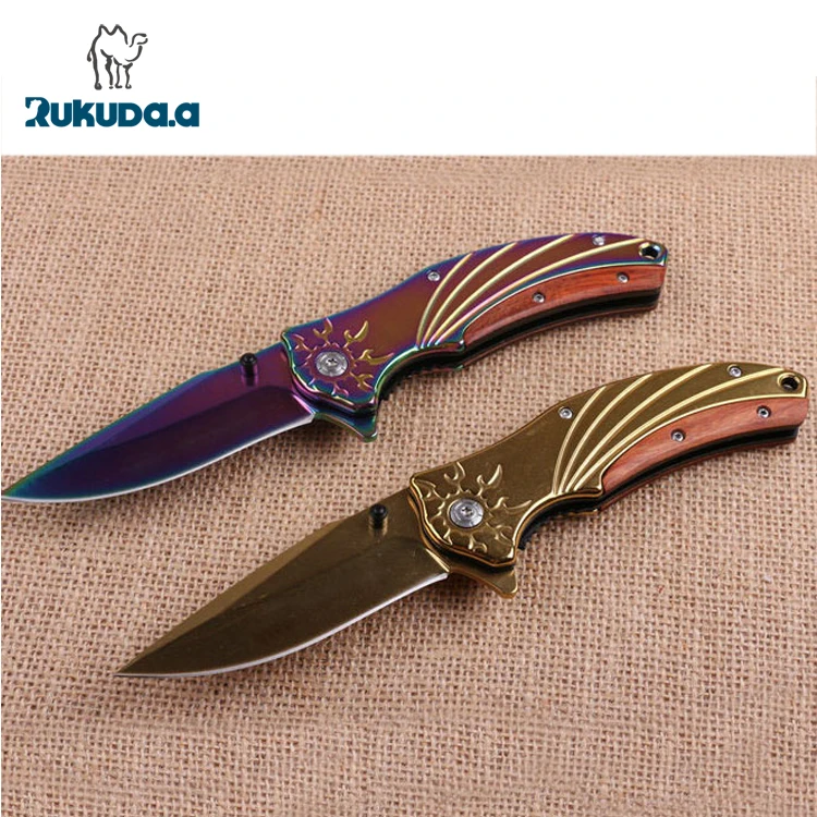 440c Steel Titanium Coated Blade Colorful Pocket Hunting Knife - Buy ...