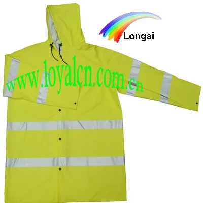 Long Hood Polyester Reflective Police Rain Jacket&police Yellow Traffic ...