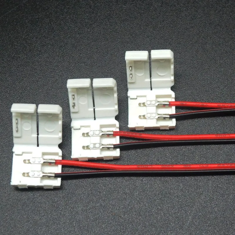 Led Connector 2 Pin Extension Cable Wire 10mm Solderless 5050 2 Pin ...