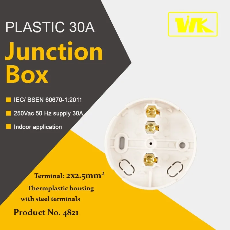 Plastic 30a 3 Steel Line Terminals Iec60670 Round Junction Box Uk ...