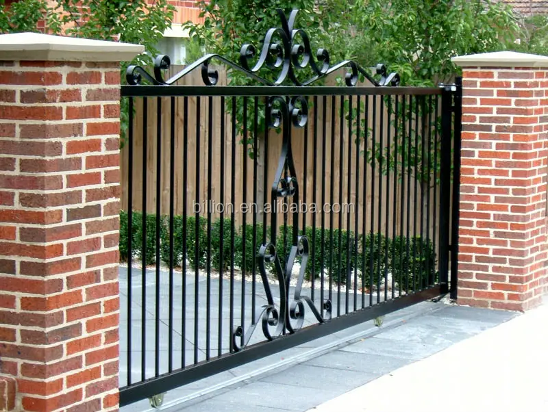 China Factory Wrought Iron Sliding Driveway Gates For Garden House ...