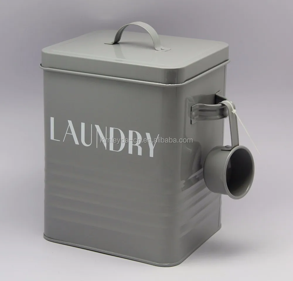 Vintage Laundry Tin with Scoop - Durable & Stylish Storage