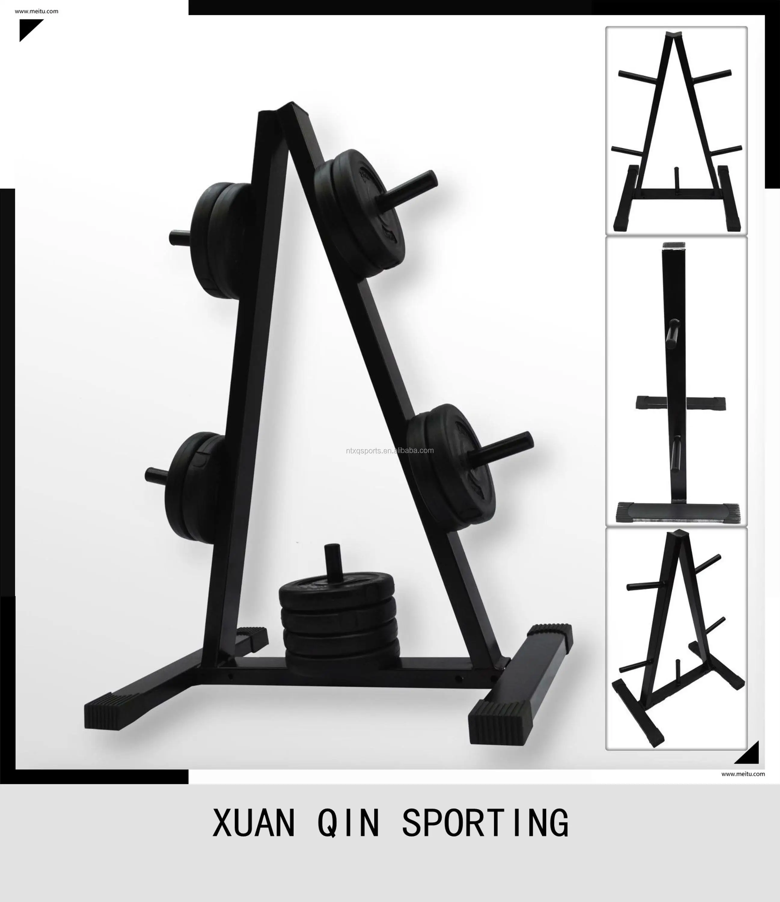 1" Standard Weight Barbell Disc Plate Rack Stand Holder Tree Gym ...