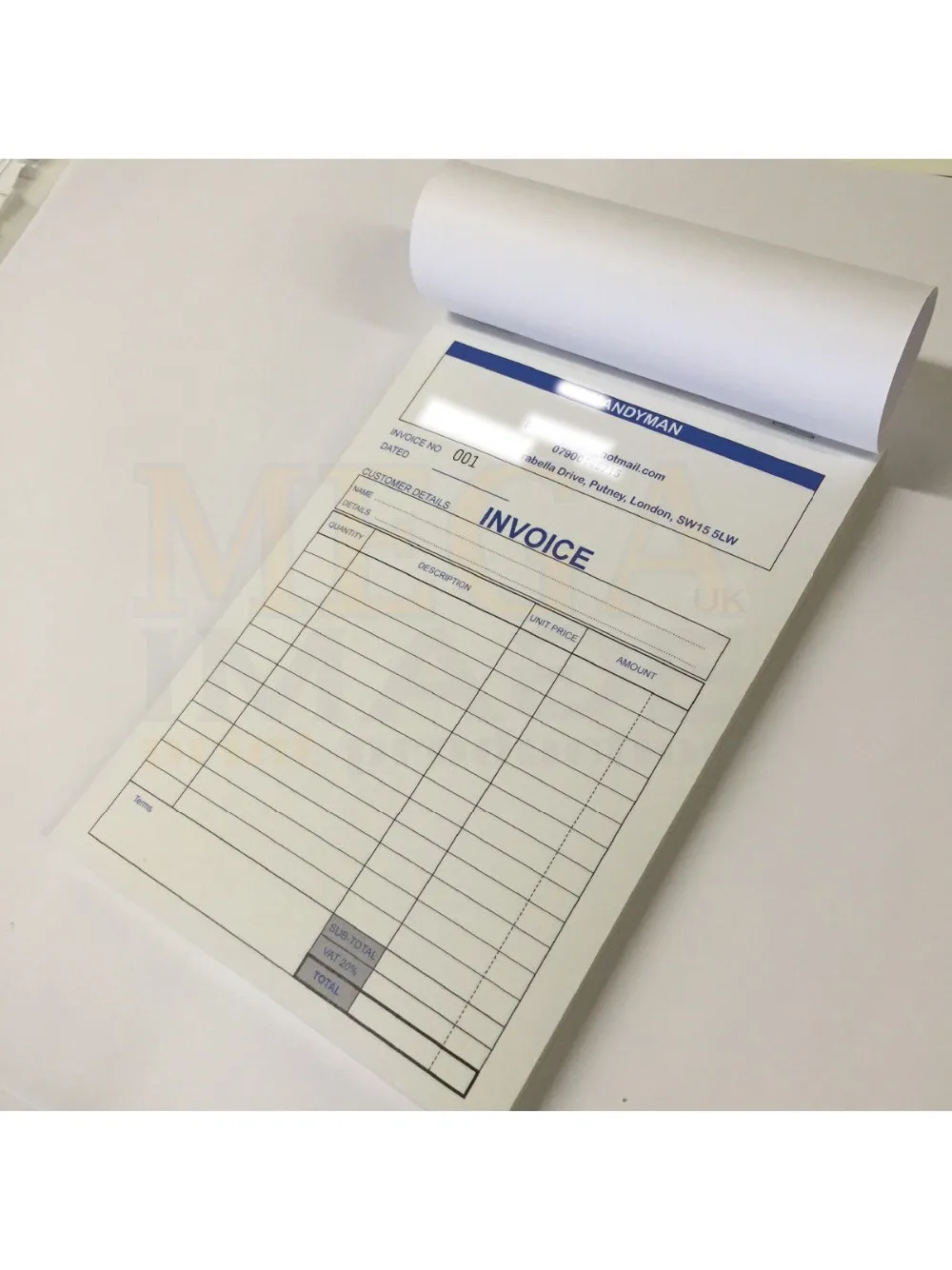 Personalised A5 Invoice Book / Duplicate / Ncr / Receipt/ Order,50 Sets ...
