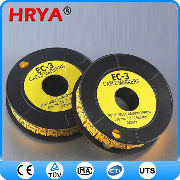 EC Type electrical PVC number cable marker strips, wire marker sleeve ...