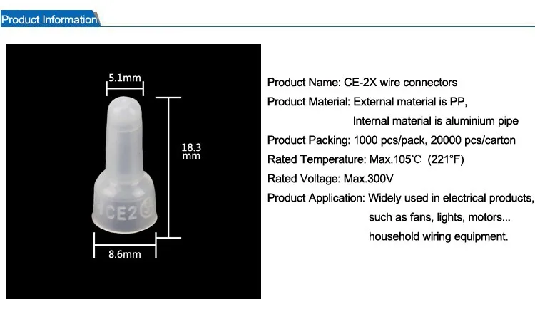 Ce-2x Plastic Electrical Close End Wire Connectors - Buy Electrical ...