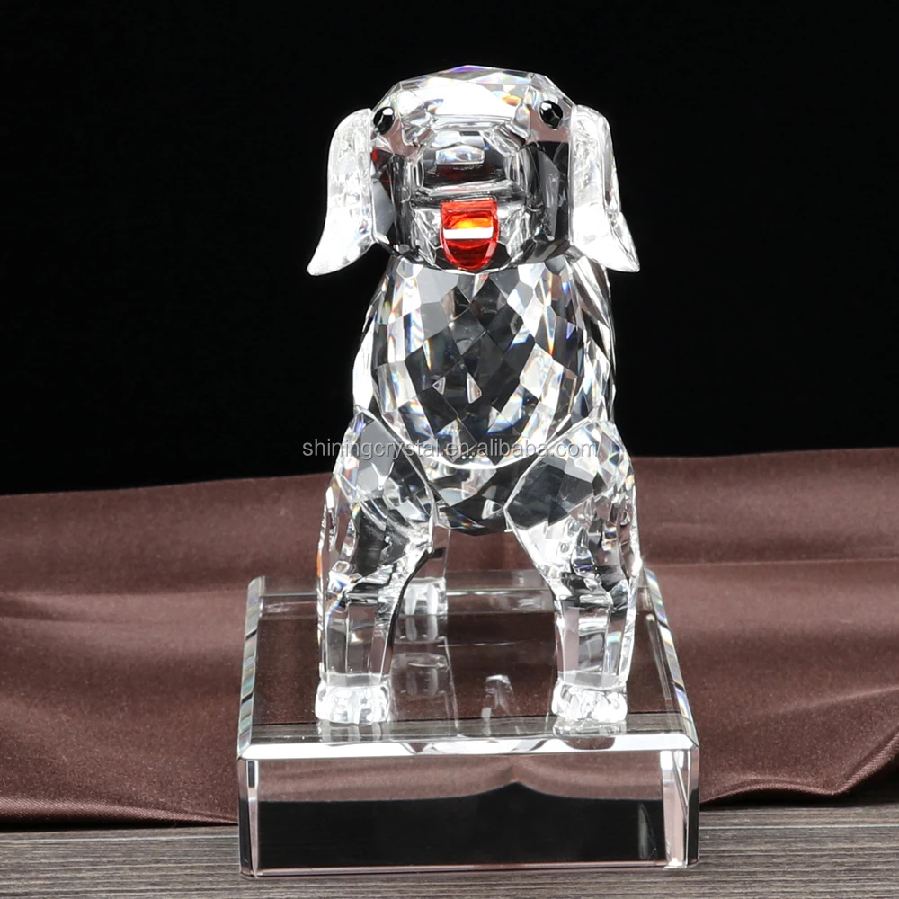 Crystal Glass Dog Figurine With Base Chinese Zodiac - Buy Dog Figurine ...