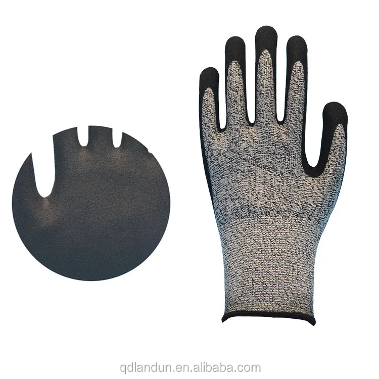 Hppe Cut Resistant Gloves Level 5 Anti Cut Nitrile Coated Safety Gloves ...