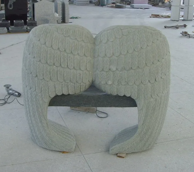 Wholesales Angel Wings Granite Monument Cremation Bench For Cemetery ...