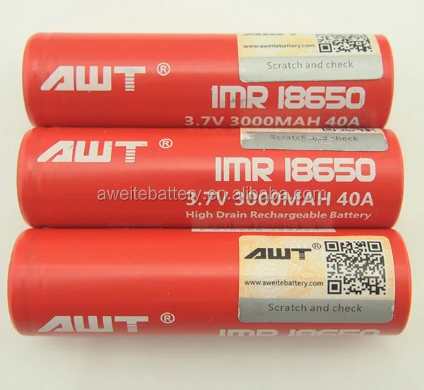 Awt 18650 3000mah 3.7v Battery 40a Awt 18650 Li Ion Battery Gb/t 18287 ...