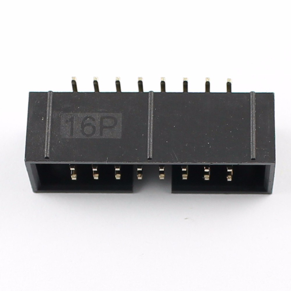 Gold-plated Pin Header Box Connector - 16 Pin PCB