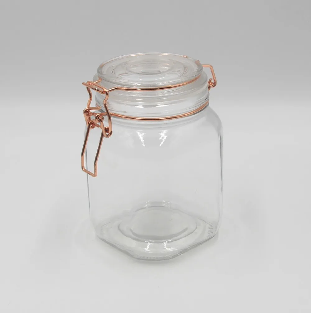 Hehome Glass Storage Jars with Copper Airtight Seal Lock