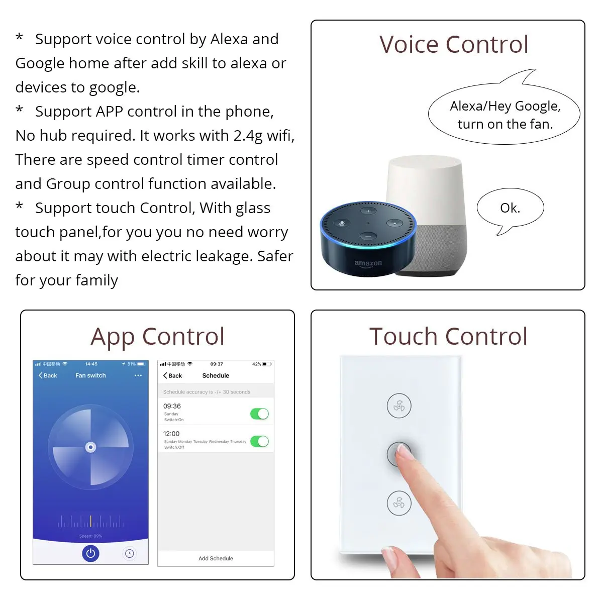 Tuya Smart Wifi Ceiling Fan Regulator Switch - Alexa Compatible