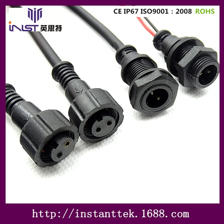 Inst Ip67 2pins 10amp Waterproof Rear Panel Mounted Cable Connector ...