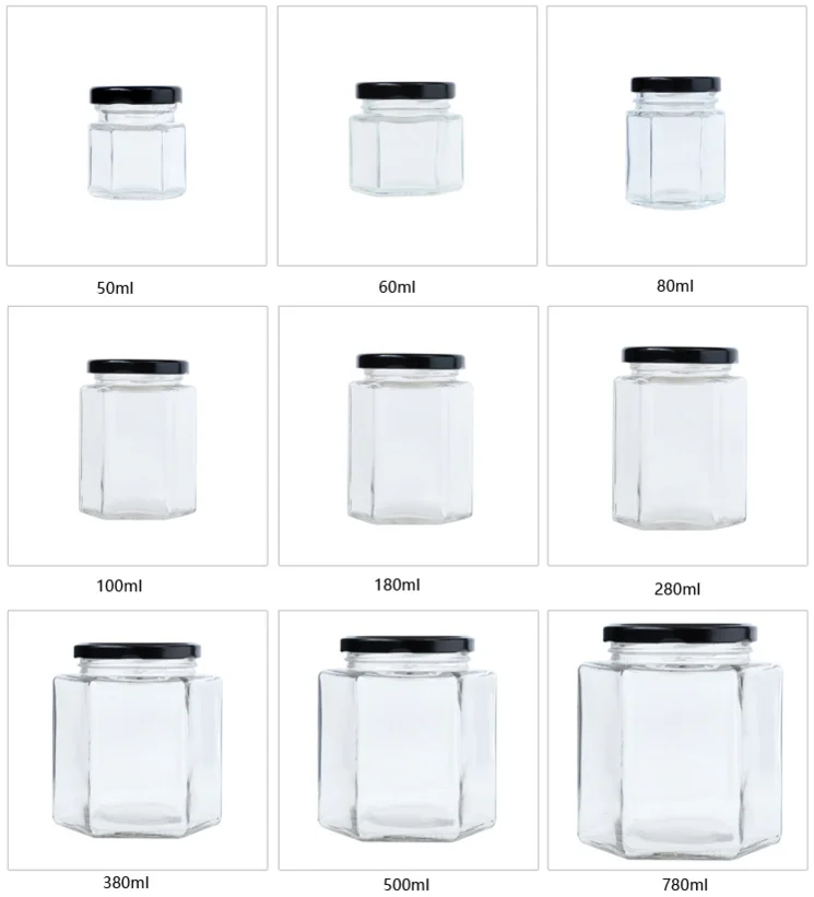 1.5oz 45ml 24-pak Botol Madu Segi Enam Kaca Kecil Dengan Tutup Emas ...