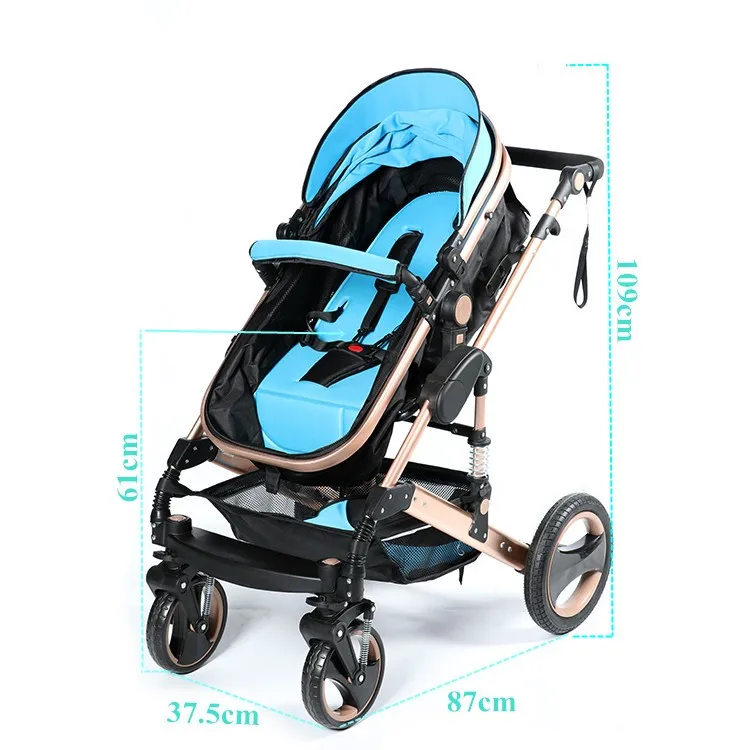 Luxury Aluminum Alloy Golden Baby Stroller - 3 in 1 Pram