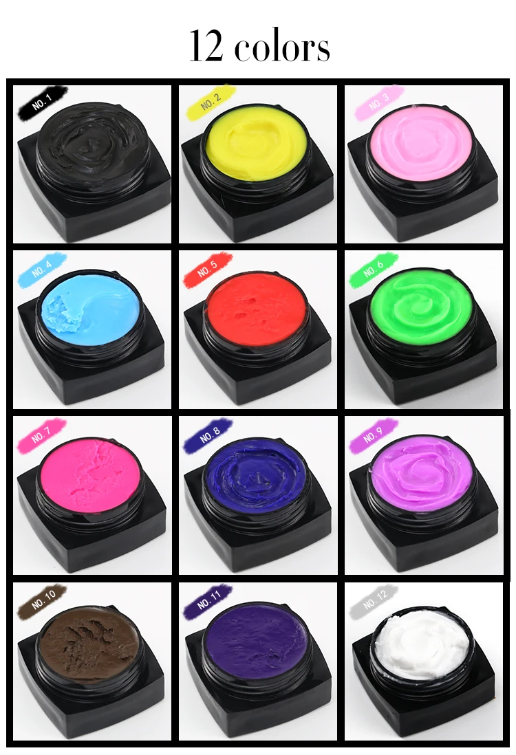 12 Colors UV Nail Art Modelling Manicure DIY Sculpture 3D 4D Carving Gel