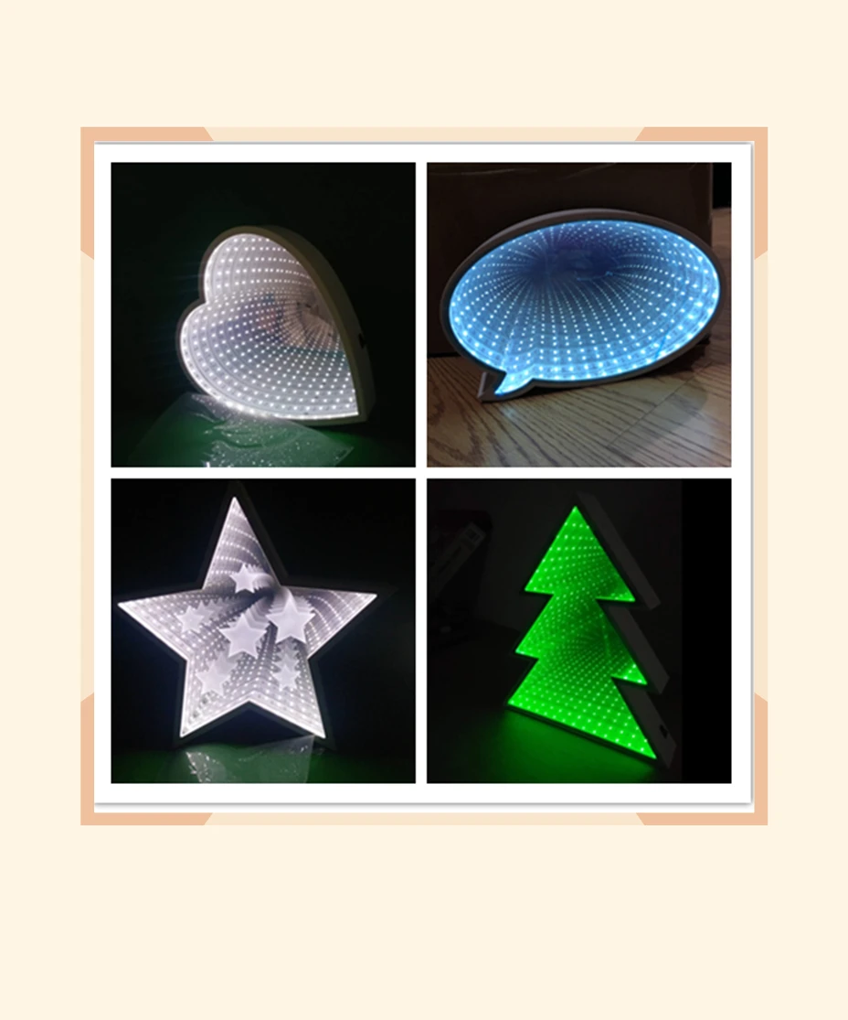 Infinity Mirror Tunnel Light Led Night Light 3d Mirror Wall Desktop ...