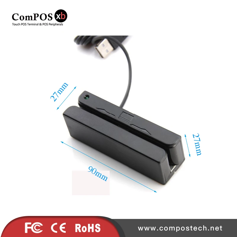 Mini Msr 90mm Long Usb 3 Tracks Hico Magnetic Strip Reader MSR1300 ...
