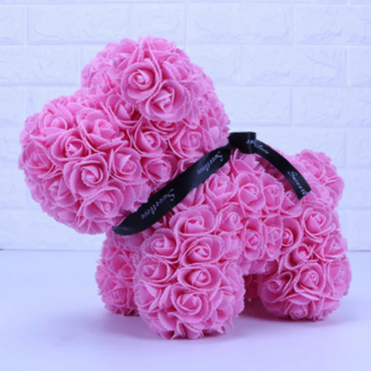 Hot Sale Valentine Artificial Flower Stuffed Pet Dog Custom Plush Toys ...