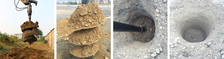 Excavator Skid Steer Backhoe Mounted Post Hole Digger Earth Auger Drill ...