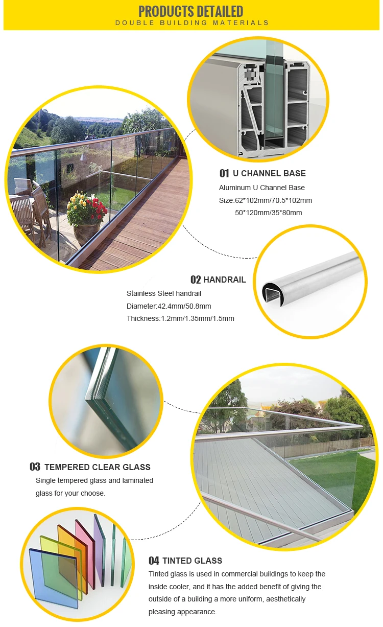 Clear Acrylic Balustrade Aluminum Balcony Railing Stainless Steel ...