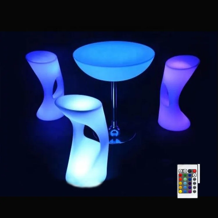 Rechargeable Remote Control Colors Changing High Top Led Bar Stools For ...