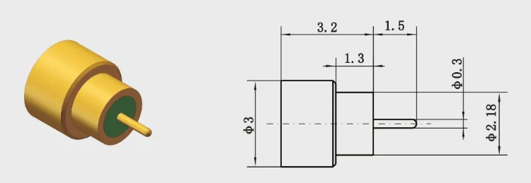 Hermetic Seal Mini Smp(smpm) Kovar Male Pin Header Straight Rf Coaxial Connector With Glass Bead ...