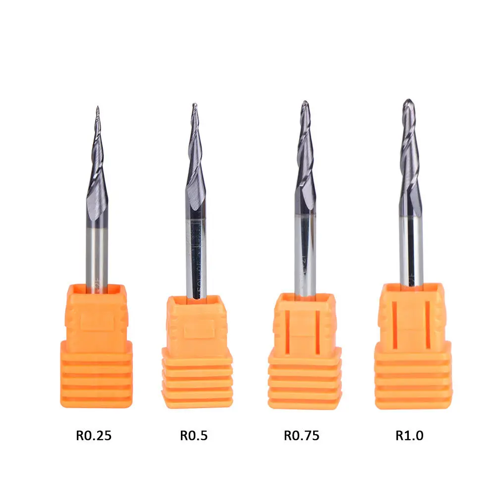4 Flute Cnc Hss End Mill 1mm Radius Ball Nose Milling Cutter Coated For ...