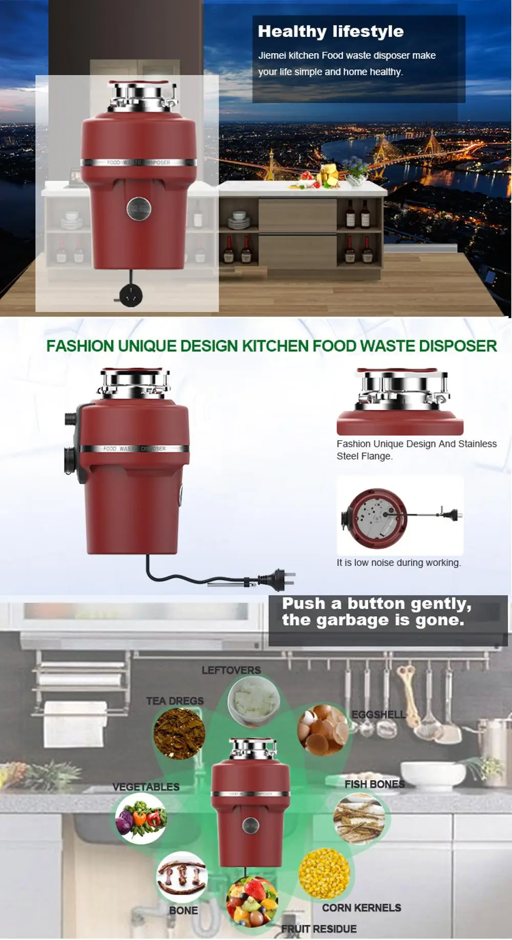 Auto-reverse Food Waste Disposer Kitchen Garbage Grinder - Buy Food ...