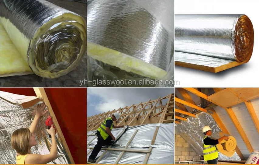20kg/m3x25mm Glass Wool With Aluminum Foil For Soft Aluminum Flexible ...