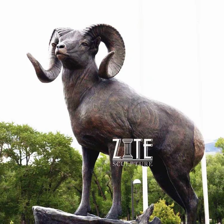 Garden Park Decorative Large Metal Brass Sheep Sculpture Bronze Bighorn ...