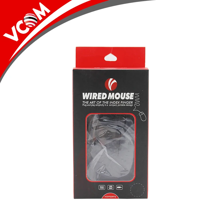 VCOM Factory Custom Black Wired Computer Mouse USB Optical Mouse
