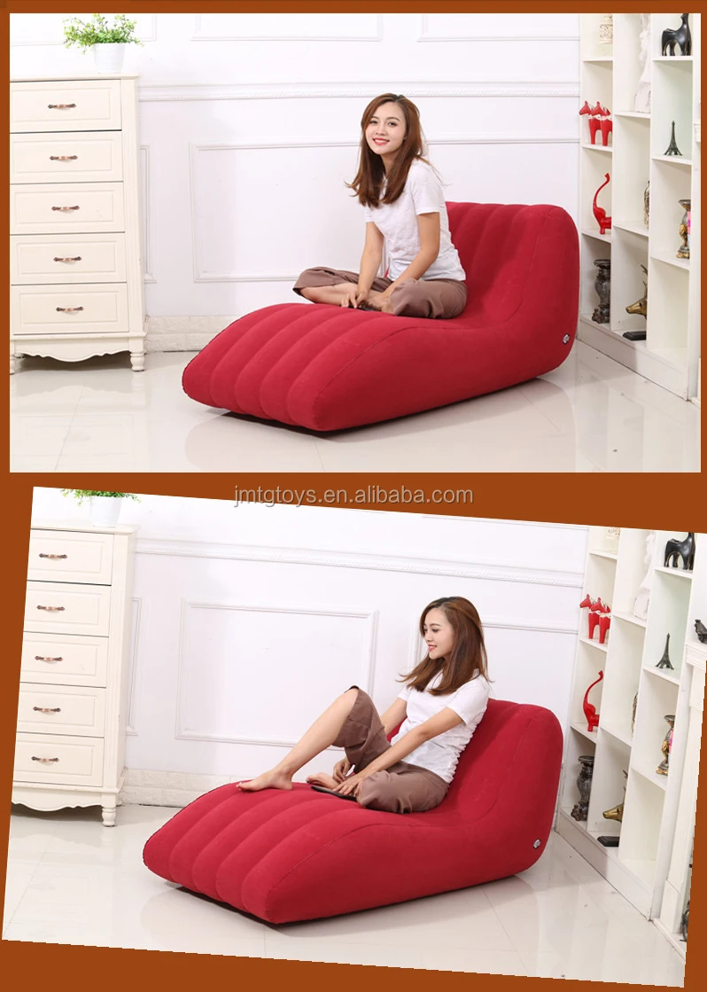 OEM S-Shaped Flocking PVC Inflatable Loungers for Living Room