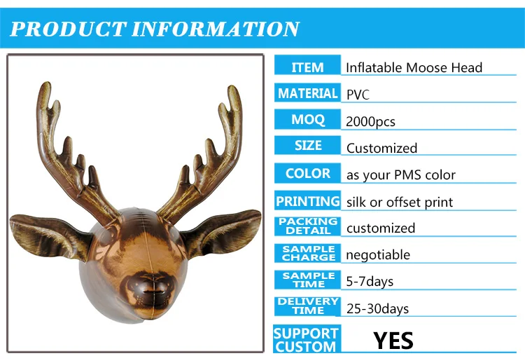 High Quality Inflatable Moose Head Lifelike Inflatable Animal Head ...