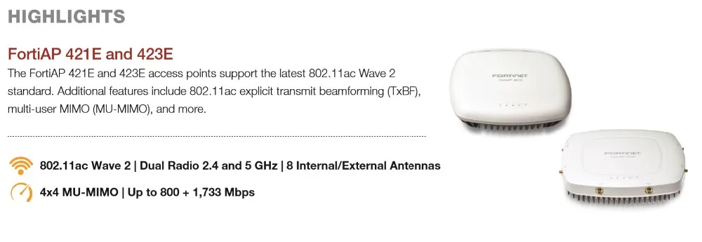 Fap-421e Fortinet Fortiap-421e / 802.11ac Wave 2 Access Point With Dual ...