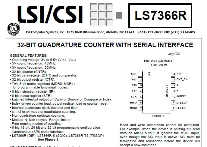 32-bit Orthogonal Counter With Serial Interface Ls7366r Sop - Buy Ic ...